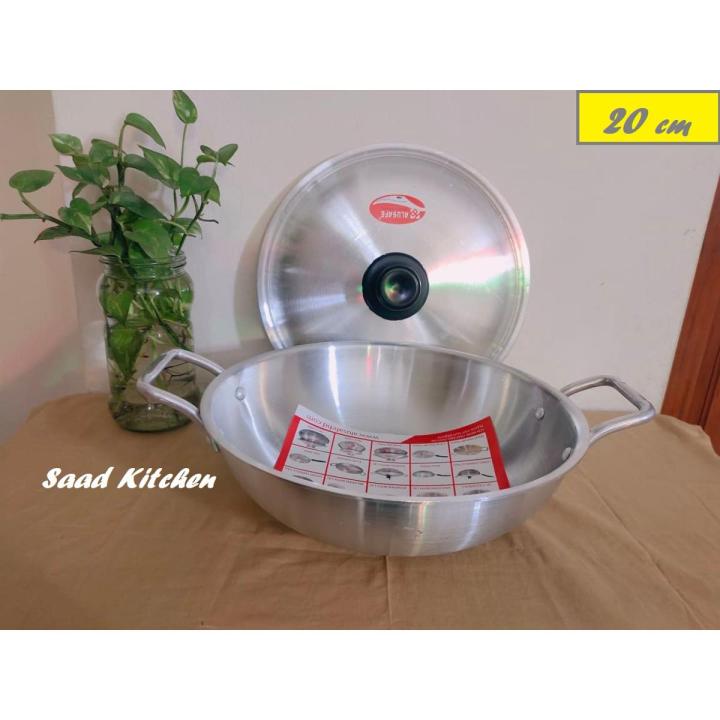 20cm Korai Pure Aluminium Cookware With Aluminium Lid (Alusafe). Wokpan ...
