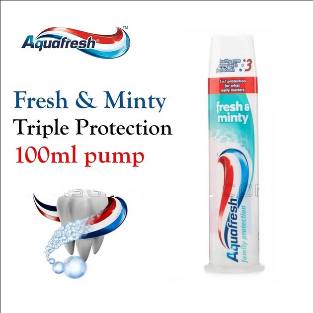 Aquafresh 3 in 1 Fresh & Minty Toothpaste Pump 100ml-UK | Daraz.com.bd