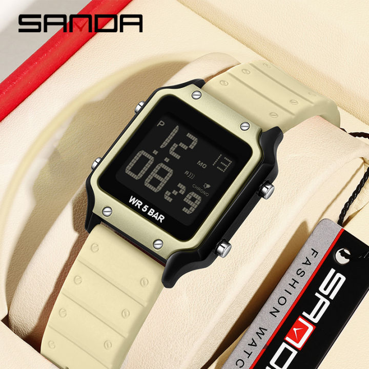 Sanda Classic Small Square Watch Simple Trendy Night Light Waterproof ...