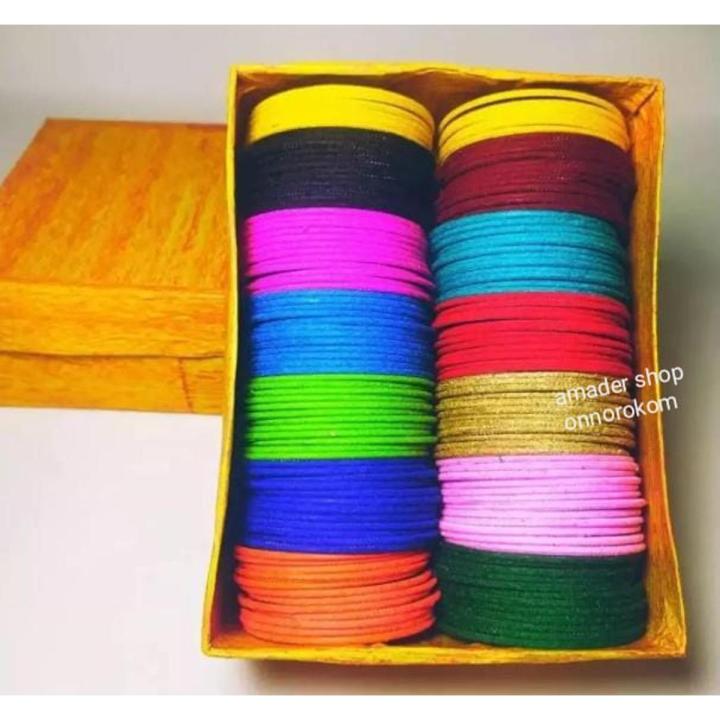 Metal Velvet bangles for woman multicolor 48 pcs | Daraz.com.bd
