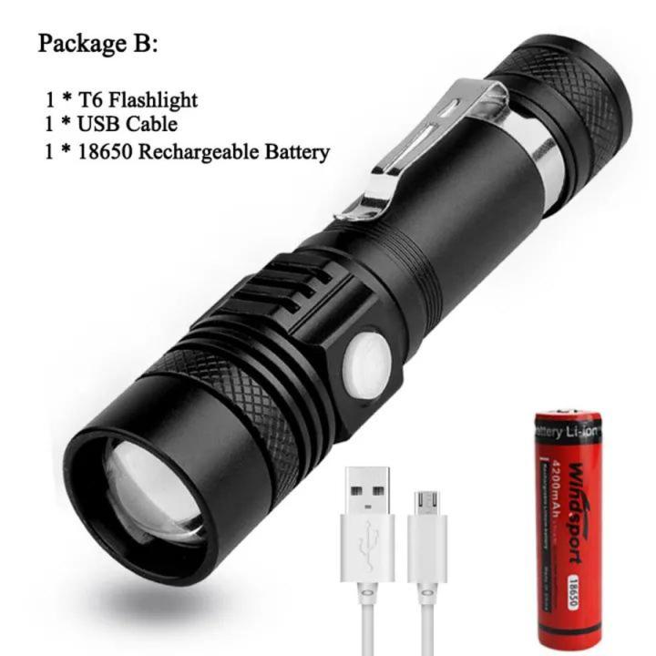 Long Shot Zoomable Powerful USB rechargeable Waterproof led flashlight ...