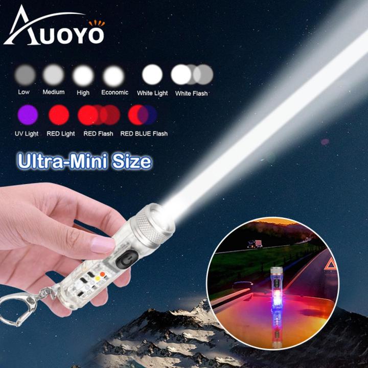 Auoyo Mini light Keychain Torch with Buckle USB Rechargeable LED Li-ght ...