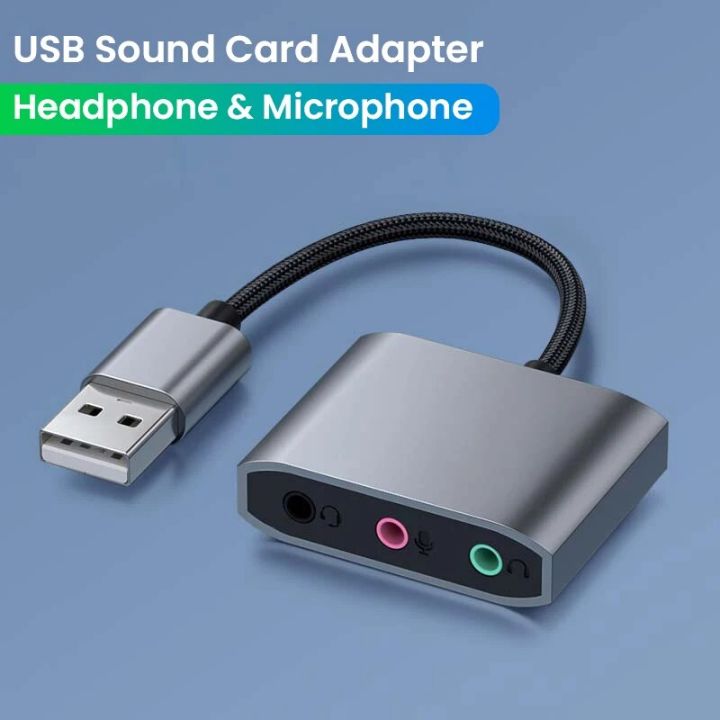 USB to Audio Jack Sound Card Adapter with Dual TRS 3-Pole 3.5mm ...