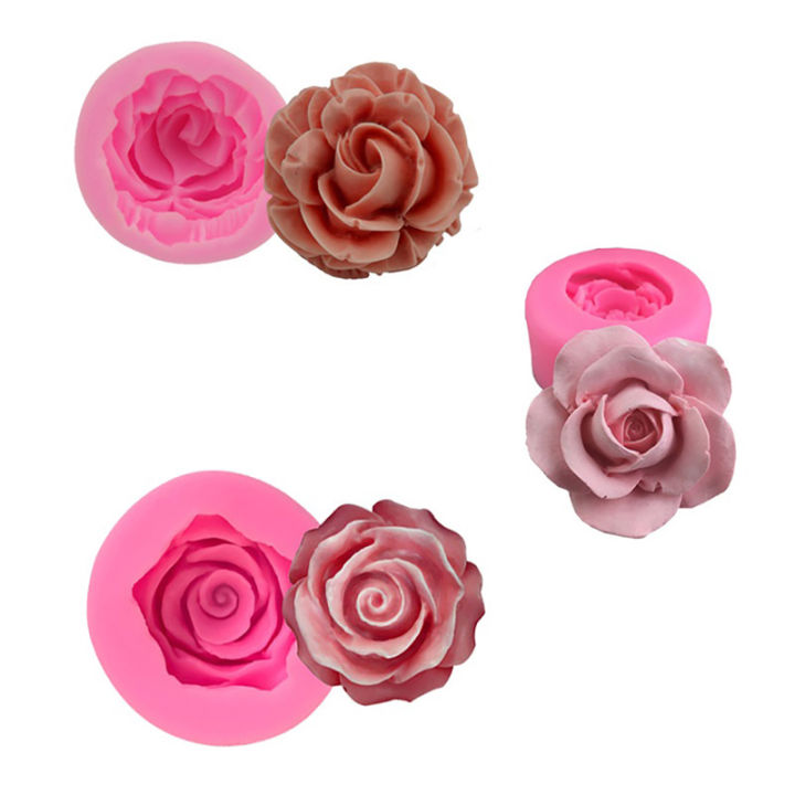 3D Flower Rose shape Silicone Fondant Soap Cake Mold Cupcake Baking ...