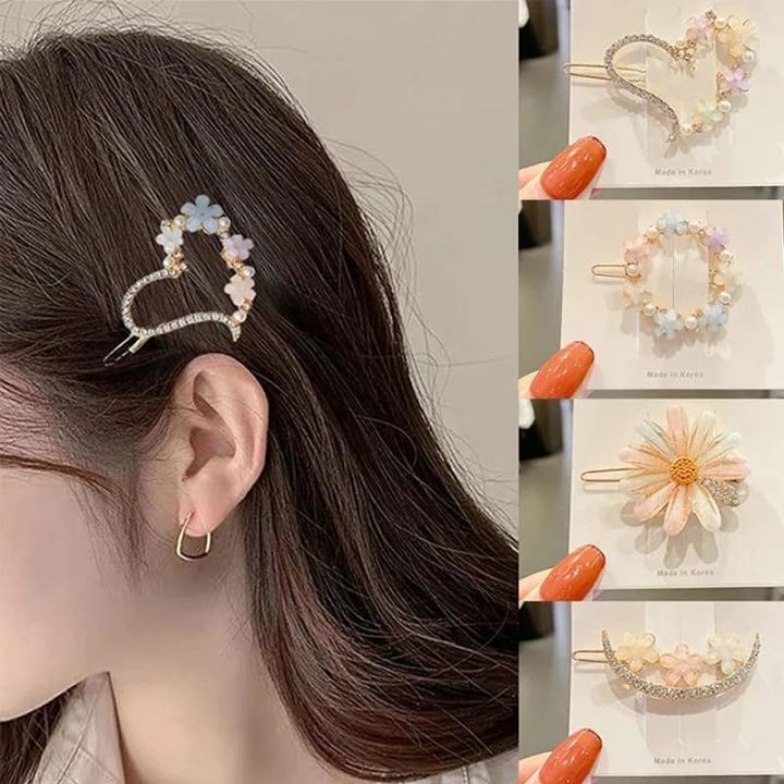 Alloy flower Crystal Stone Hair Back Clip Pin for Women/Girls | Daraz ...