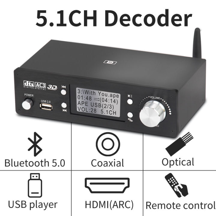 HD920 5.1CH Audio Decoder Bluetooth 5.0 Reciever DAC DTS AC3 Dolby ...
