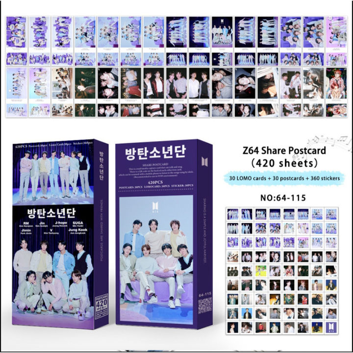 KPOP BTS Postcard 420 Pcs/Set BTS Lomo Cards Album Stickers Photocards ...