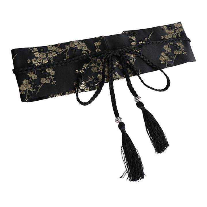 Chinese Women Satin Waist Belt, Kimono Belts Girdle Floral Printed Tied ...