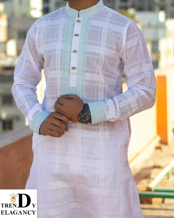 Eid special fashionable stylist premium quality long panjabi with snap ...