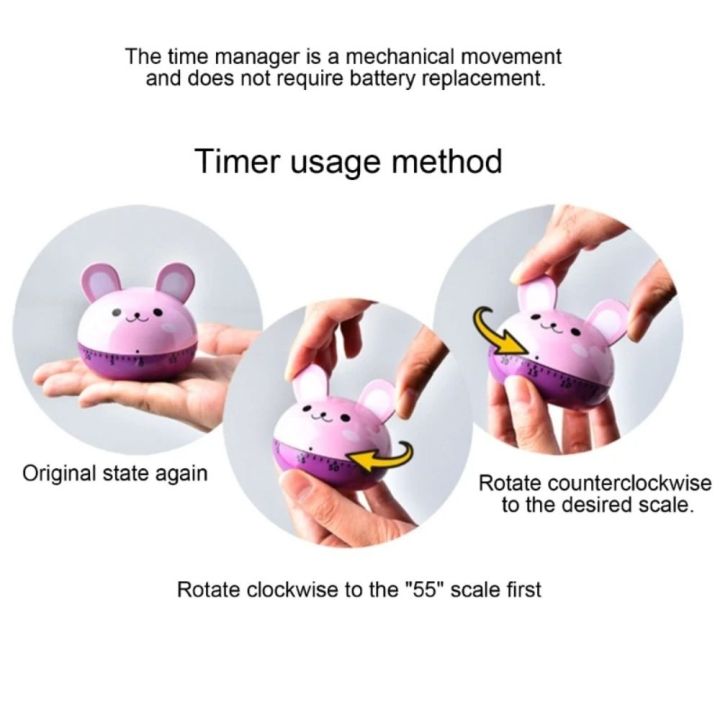 Easy to Operate 60Minutes Animal Mechanical Timer Funny Creative ...