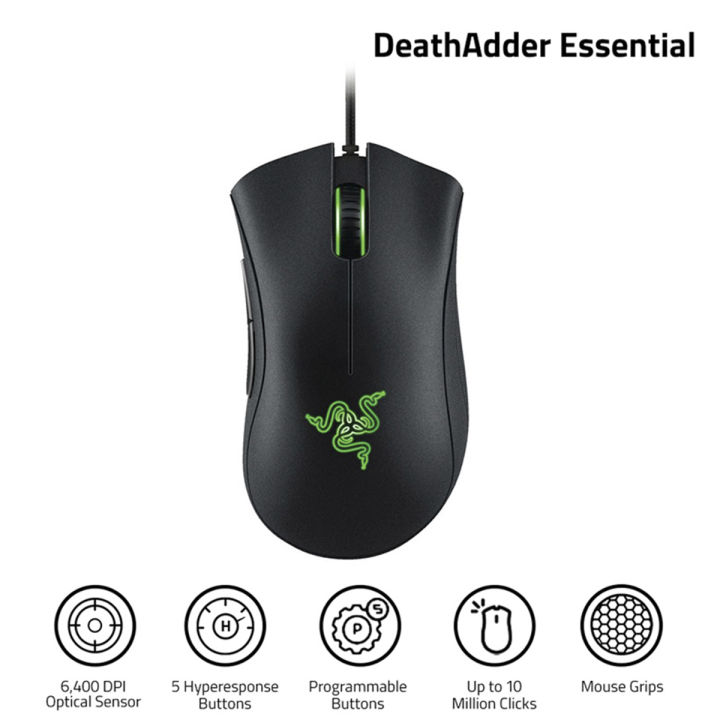 Razer DeathAdder Essential Wired Gaming Mouse Ergonomic Mice with ...