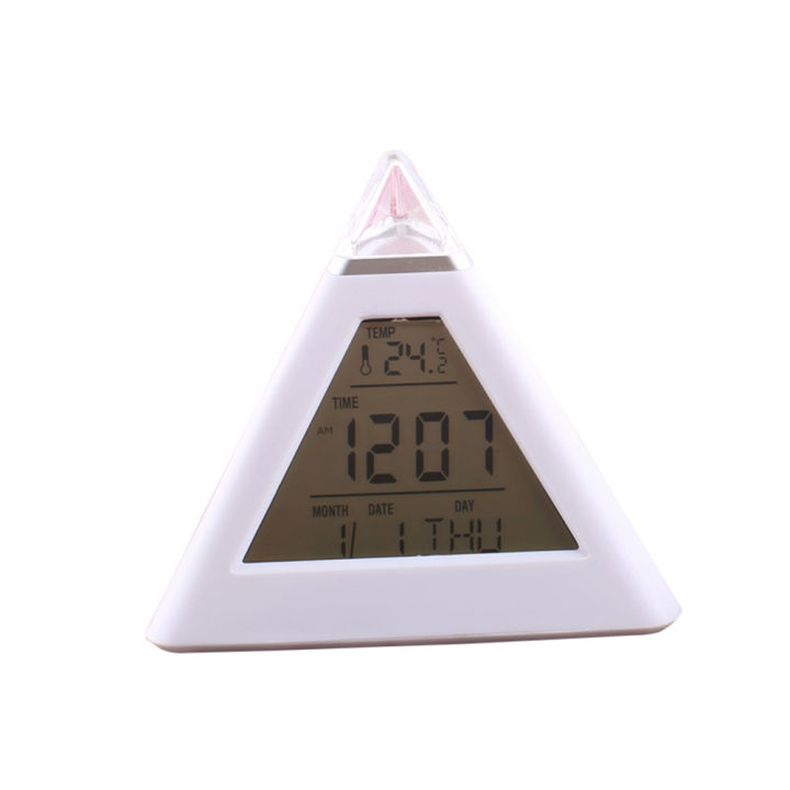7 Colors Changing LED Light Triangular Thermometer Calendar Digital ...
