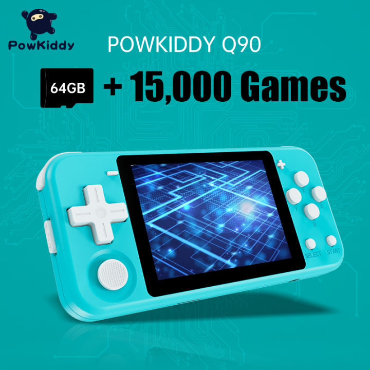 POWKIDDY Q90 Open Source Handheld Retro Game Console 3 HD IPS Screen 16 64GB 15000 Games PS1 ...