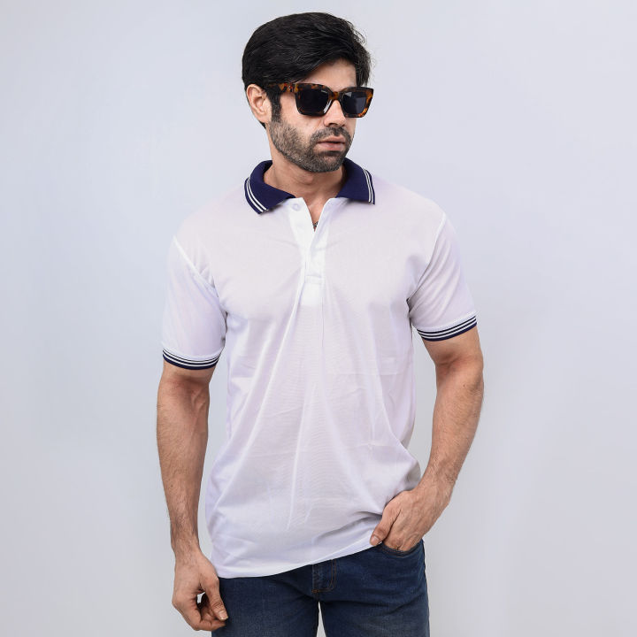 Pure White Color Polo T-Shirt For Men Stylist New Premium Quality By ...