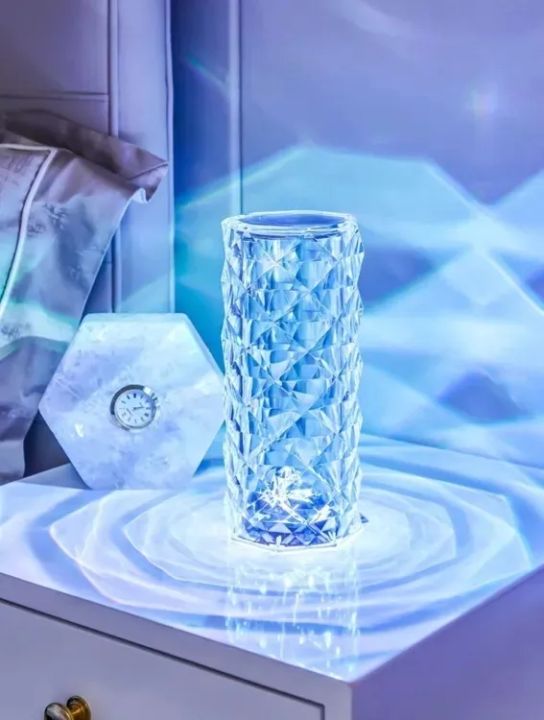 Rose Diamond Table Lamp RGB Atmosphere Light USB Charging Torch Lamp 16 ...
