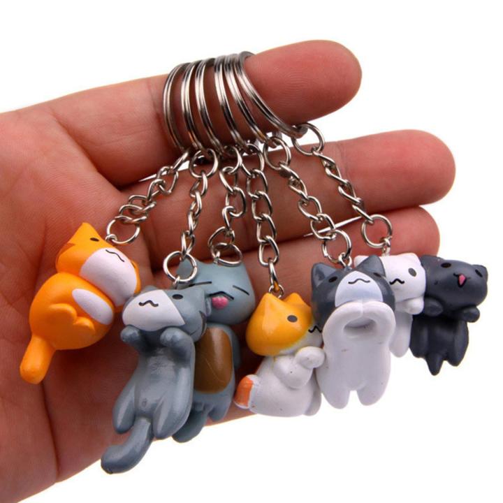 Lovely Cartoon Lucky Cat Key Chain Women Men Kitten Car Keychain ...