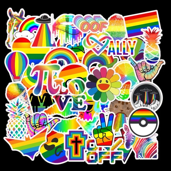 【Lejia】50 PCS Cartoon Colorful VSCO Rainbow For Toy Waterproof Sticker ...