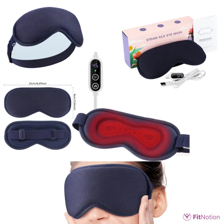 USB Powered Vibration Eye Massager Heated Eye Mask Wireless Relieve Eye ...