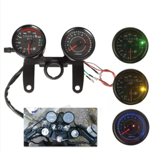 12V Black Motorcycle Odometer Tachometer Speedometer Gauge Universal ...