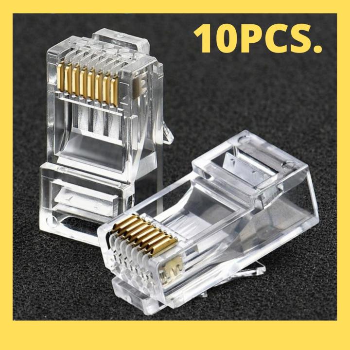 10 pcs RJ45 Network Connector CAT5e CAT6 Transparent Networking Cable ...