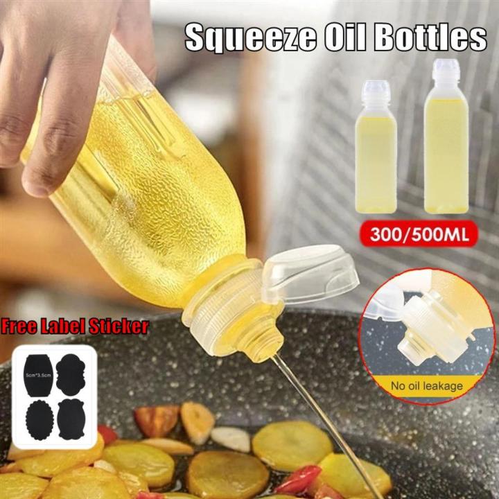 [ Free Sticker ] 300ml/500ml Kitchen Squeeze Oil Bottle Dispenser Oil ...