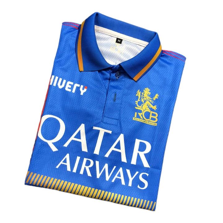 IPL Royal Challenger Bangalore Jersey 2024 Short Sleeve With Polo ...
