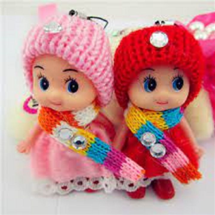 1 pcs 8CM Kids Toys Soft Interactive Baby Dolls Toy Key Chain, Mini ...