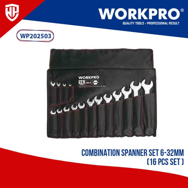 Workpro Combination Spanner Wrench Set 6-32mm (16pcs set) CR-V | Daraz ...