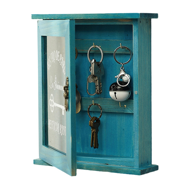 Wooden Key Box, Retro, Wall, Key Cabinet with Magnetic Door, Solid Wood ...