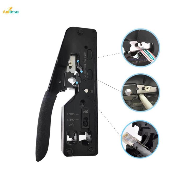 Pass through RJ45 Crimper Cutter Cutting Network Cable Crimping Tool ...