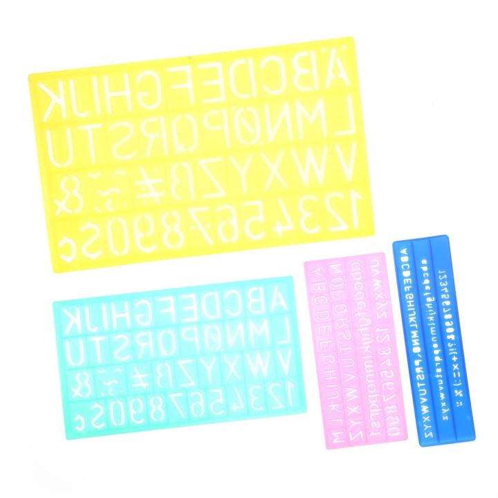 Chenmeng La 4pcs Templates Rulers Colorful Plastic Number Letter ...