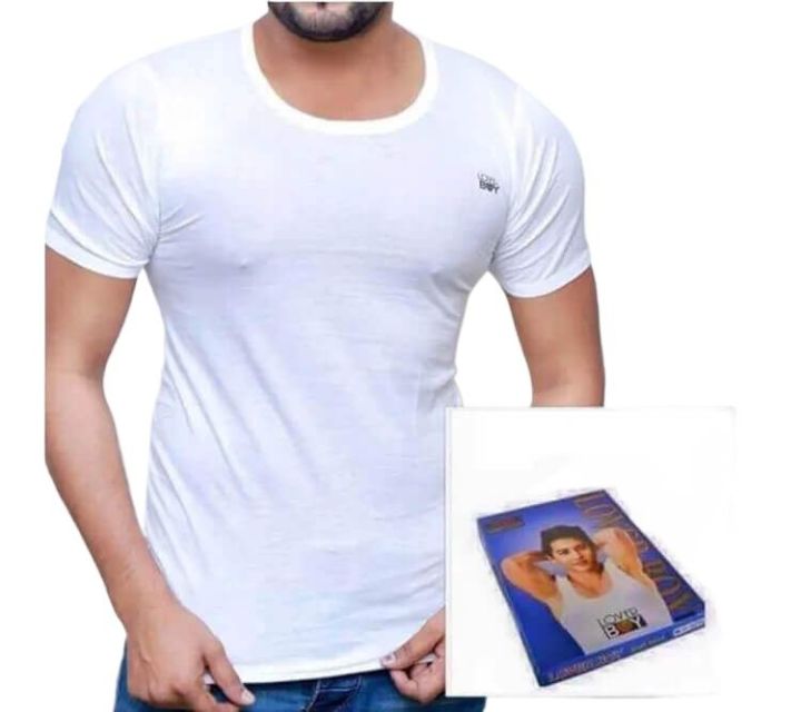 London Boy Cotton RNS Innerwear VEST with Short Sleeve (Half Hata Sentu ...