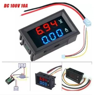 DC 0-200V 10A Digital Voltmeter Ammeter Blue + Red LED Dual Display Amp Volt Meter Car Voltage ...