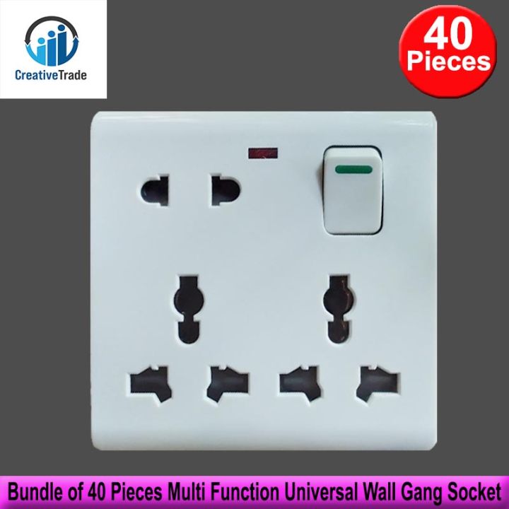 Bundle of 40 Pieces Multi Function Universal Wall Gang Socket - 8 Pin ...