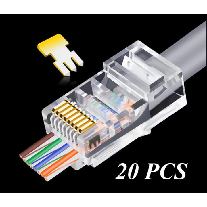RJ45 Connector 20 PCS CAT5E CAT6 Plug RJ45 Connector Network Cable ...