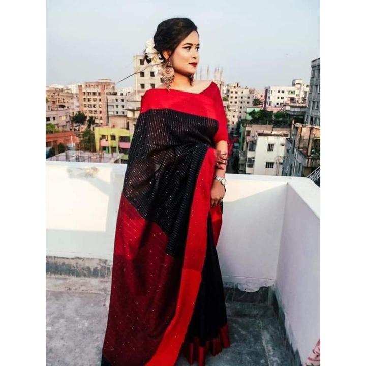 Chumki saree/chumki Saree black,red colour Saree Same as picture Saari ...