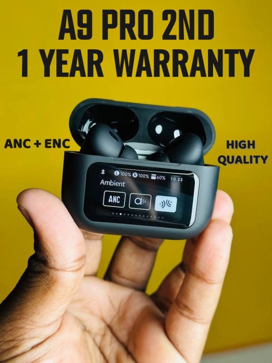 A9 Pro Airpods ANC Touch Display TWS Wireless Earbuds – Bluetooth 5.3 ...