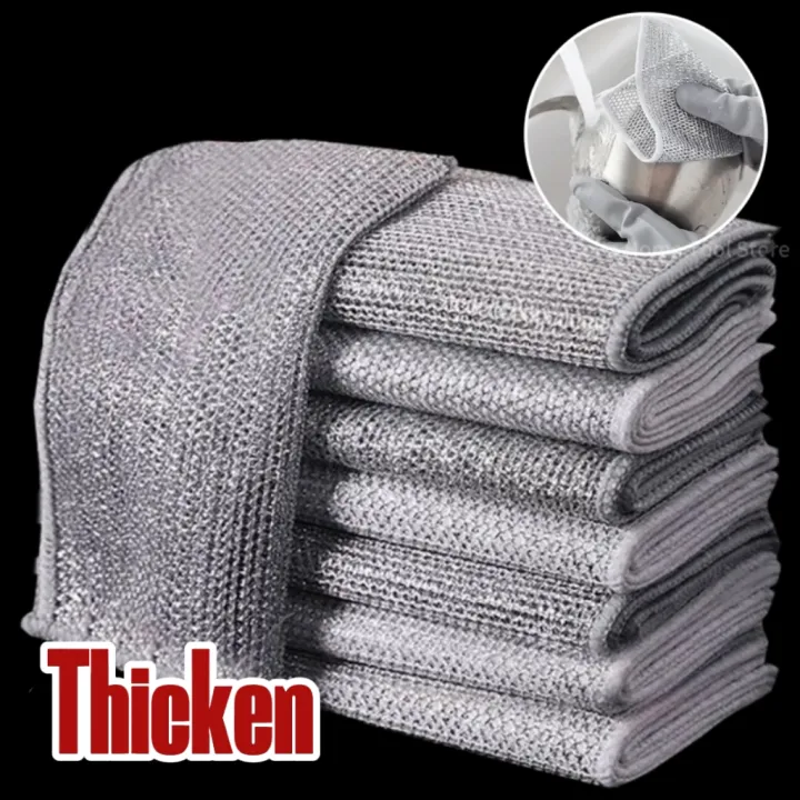 20cm Rust Removal Cleaning Cloth Steel Wire Double-Layer Non-Stick Oil ...