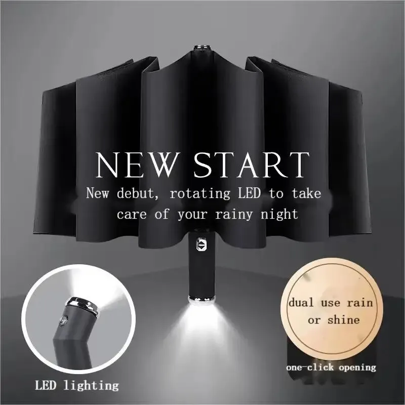 Umbrella With Flashlight In Handle