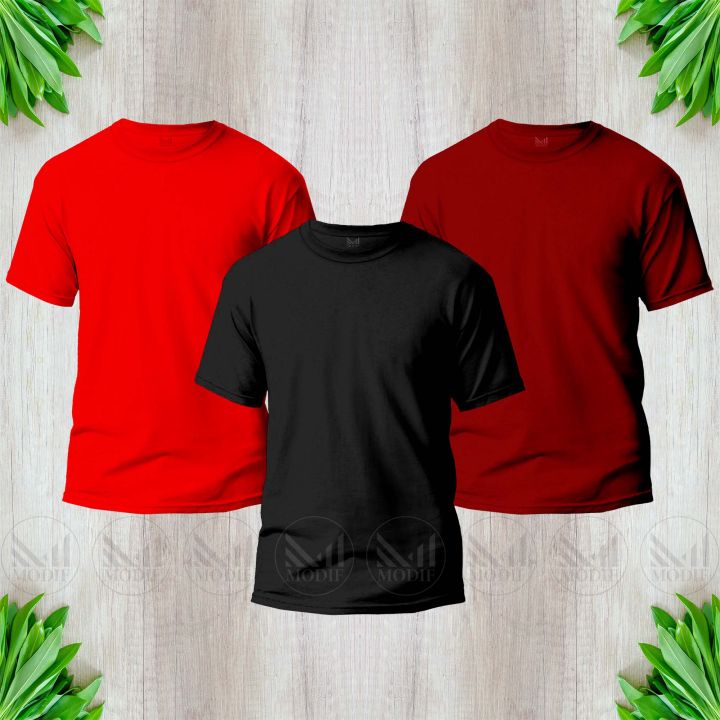 MODIF Premium Red Color Plain T-Shirt | 100% Cotton | Round Neck, Short ...