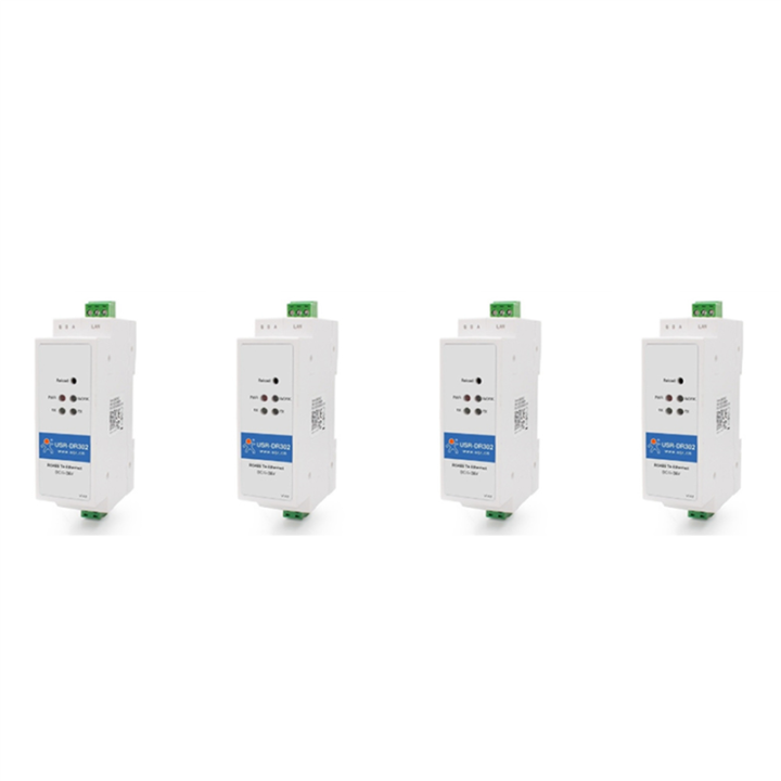 4X -DR302 Din Rail Serial RS485 to Ethernet TCP IP Server Module Ethernet Converter Modbus RTU ...