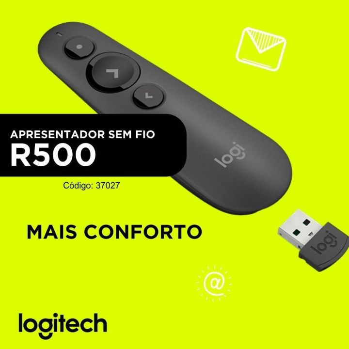 Logi-Tech R500 Laser Presentation Remote Clicker USB For Powerpoint ...