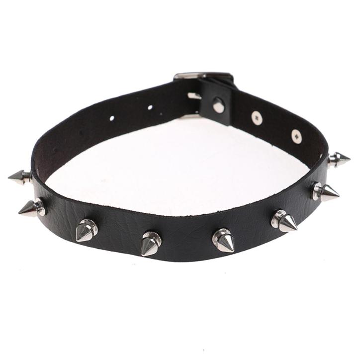 【3C VictoryEagle】Punk Gothic Leather Choker Heart Chain Spike Collar ...