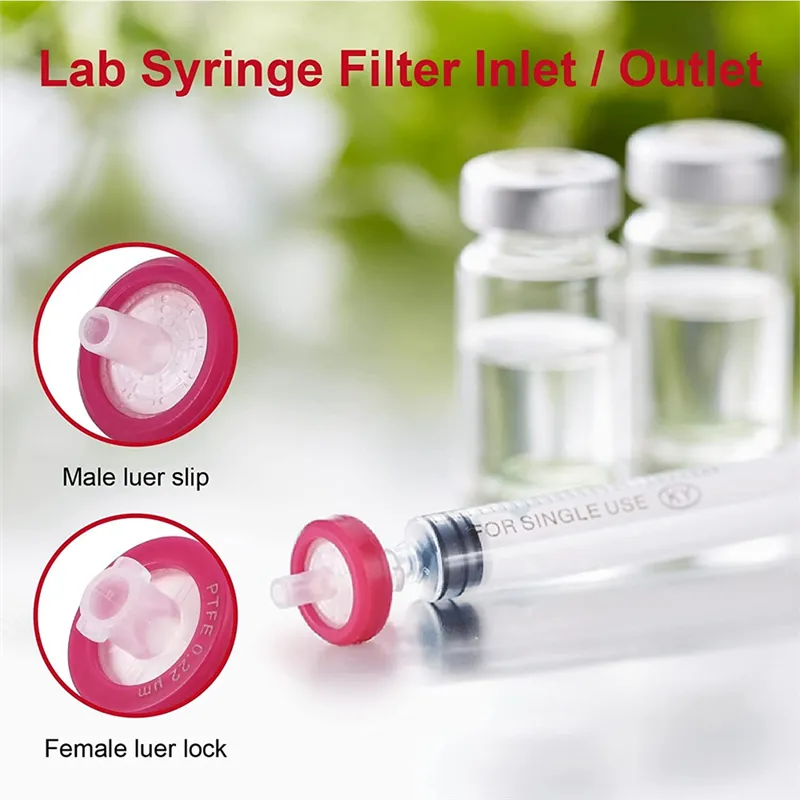 Syringe Filters 0.22um Sterile 100 Pack Syringe Filter PTFE Hydrophobic ...