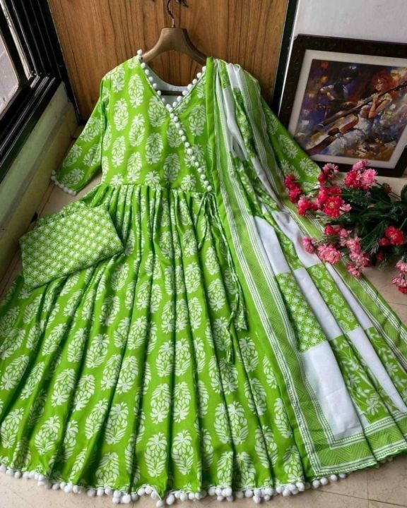 Cotton Fashionable stitched Gown designed long salwar kamez orna For ...