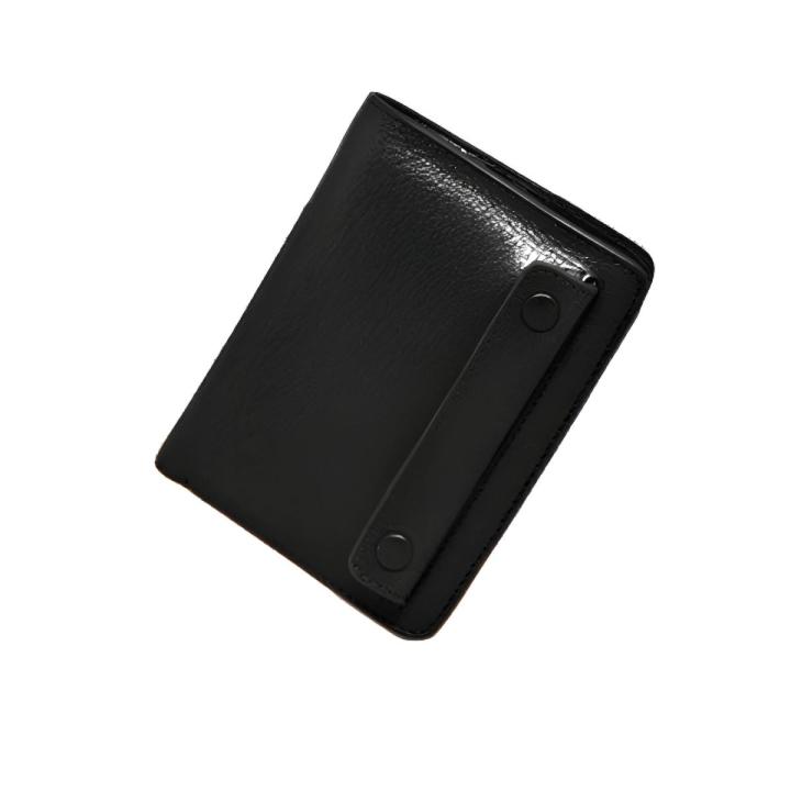 Pure Leather Classic Bifold Wallet With Portable Card Pocket Black ...