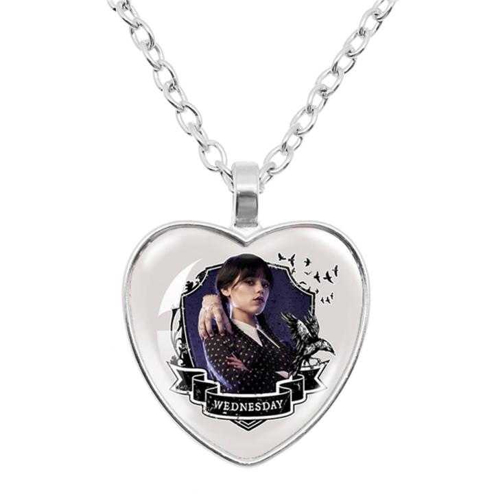 Nevermore Wednesday Addams Heart Shaped Pendant Necklace Choker DIY ...