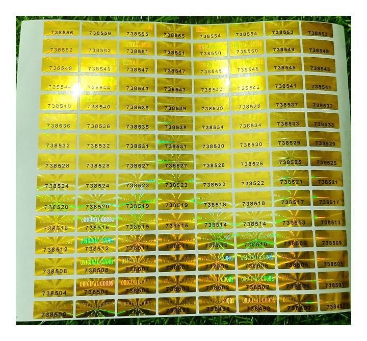 ORIGINAL GOODS TEXT WITH SERIAL NUMBER HOLOGRAM STICKER 1 PAPER GOLD ...