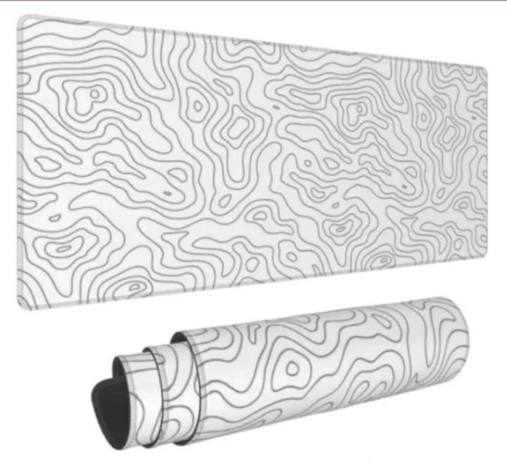 Large Gaming Mouse Pad Topographic Extended XL Black & White Mousepad ...