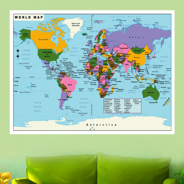 World Map Wall Sticker Stylish And Educational Decor for Home Office ...